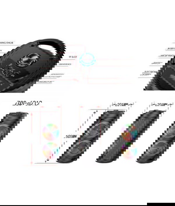 Haut Parleur Bluetooth - MP3 - Radio FM 20W - ZQS-6212