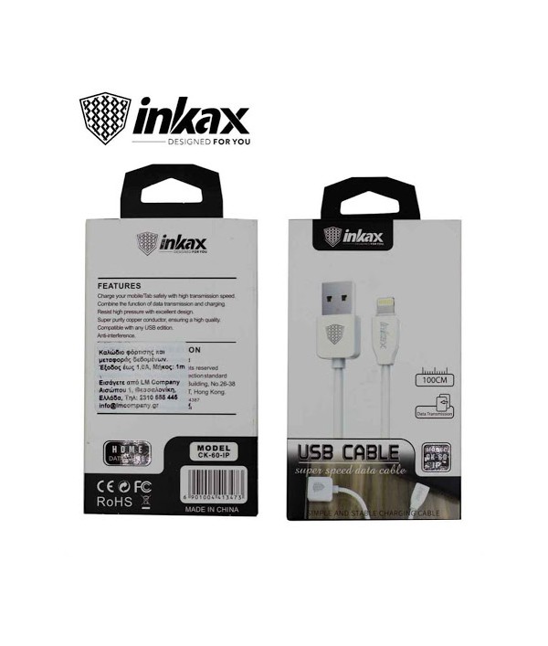Cable Lightning USB 1m INKAX CK-60